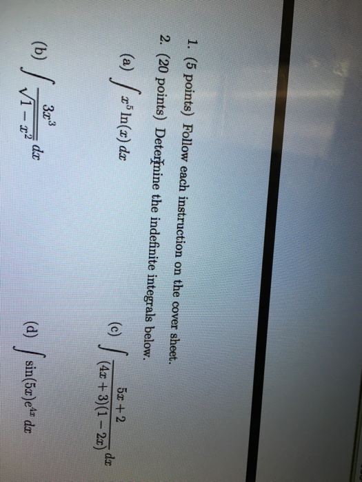Solved Follow each instruction on the cover sheet. | Chegg.com