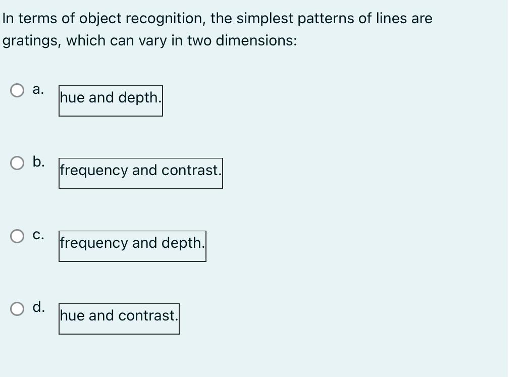 Solved In terms of object recognition, the simplest patterns | Chegg.com