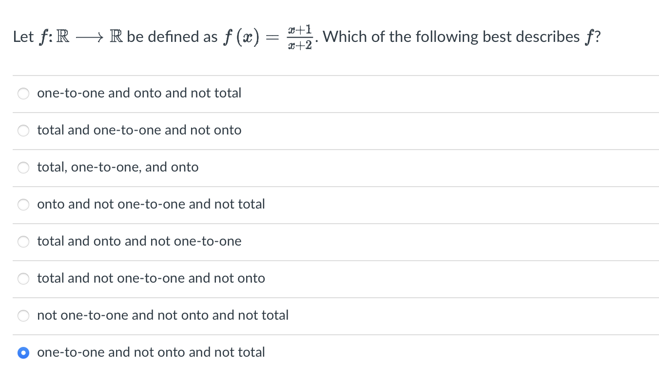 Solved Let f:R R be defined as f(x)=x+2x+1. Which of the | Chegg.com