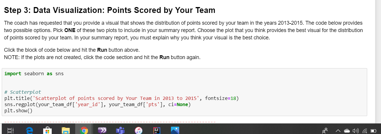 Solved Step 3: Data Visualization: Points Scored by Your | Chegg.com