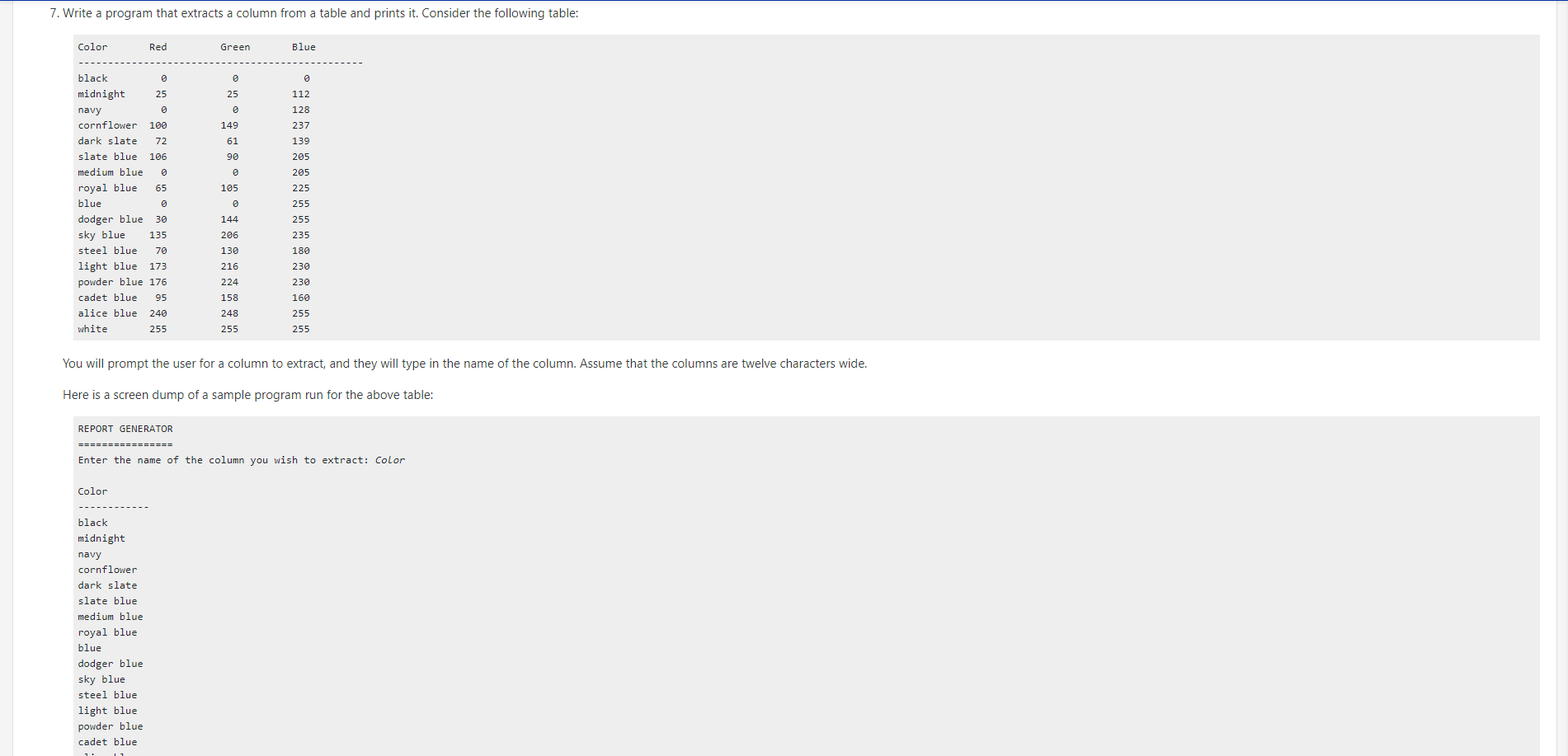 Solved 7. Write a program that extracts a column from a | Chegg.com