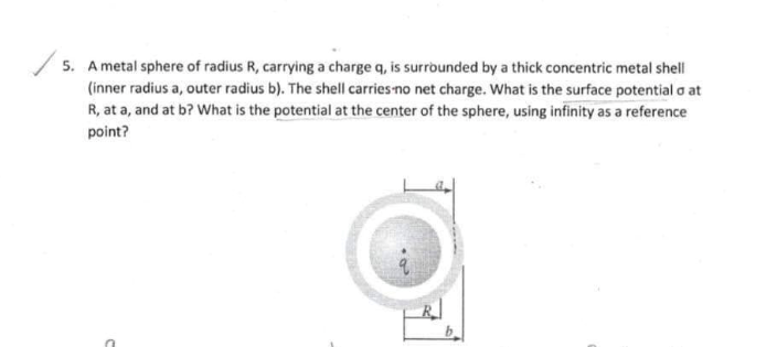 Solved 5. A metal sphere of radius R, carrying a charge q, | Chegg.com