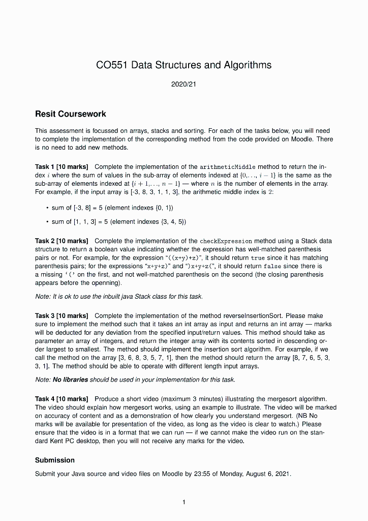 Task 1 [10 marks] Complete the implementation of | Chegg.com
