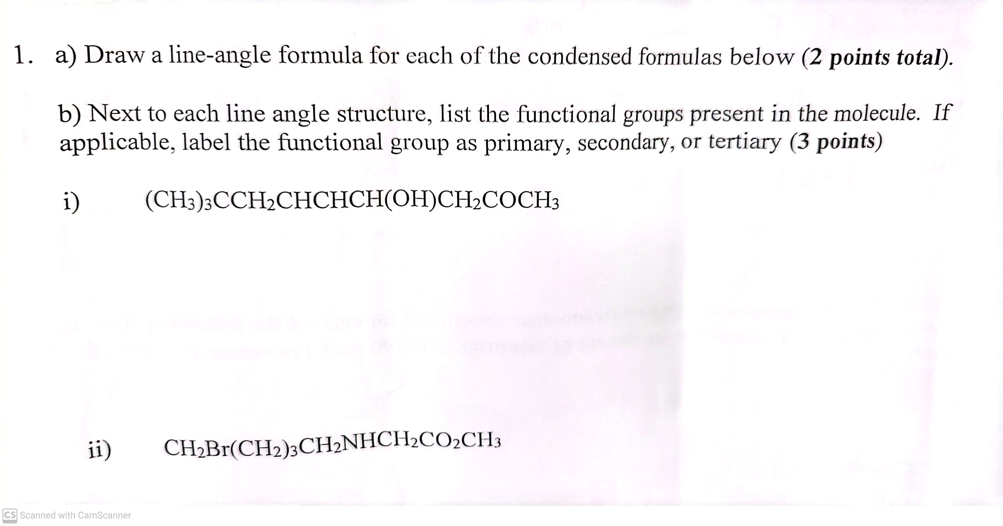 Solved a) Draw a line-angle formula for each of the | Chegg.com