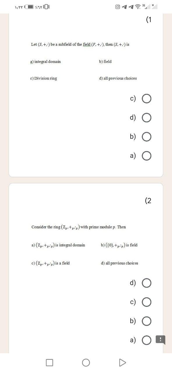 Solved (1 Let (S.+,-) be a subfield of the field (F. +:), | Chegg.com