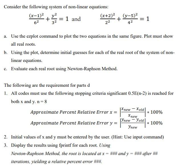 Solved Consider the following system of non-linear | Chegg.com