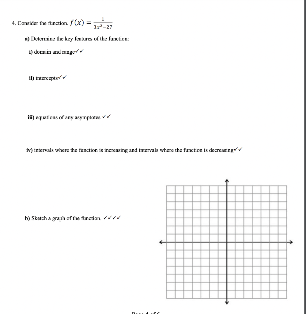 Solved 4. Consider the function. f(x) = 3x2-27 a) Determine | Chegg.com