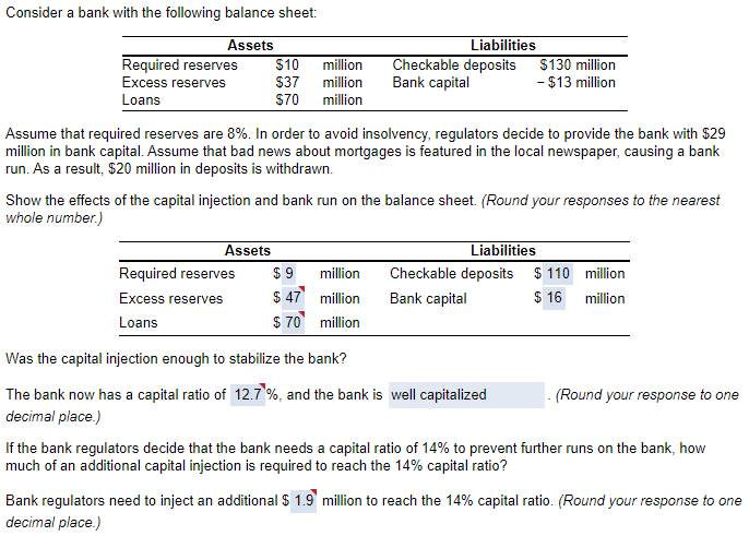 Consider a bank with the following balance sheet: | Chegg.com
