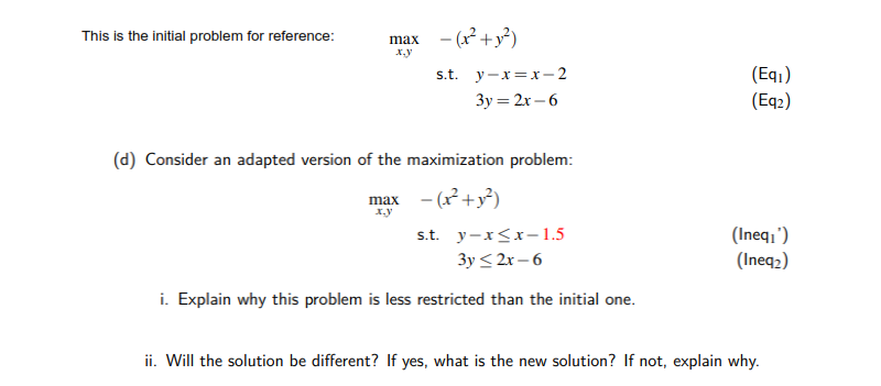 Solved This is the initial problem for reference: max -(x2 + | Chegg.com