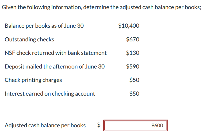 Solved Given the following information, determine the | Chegg.com