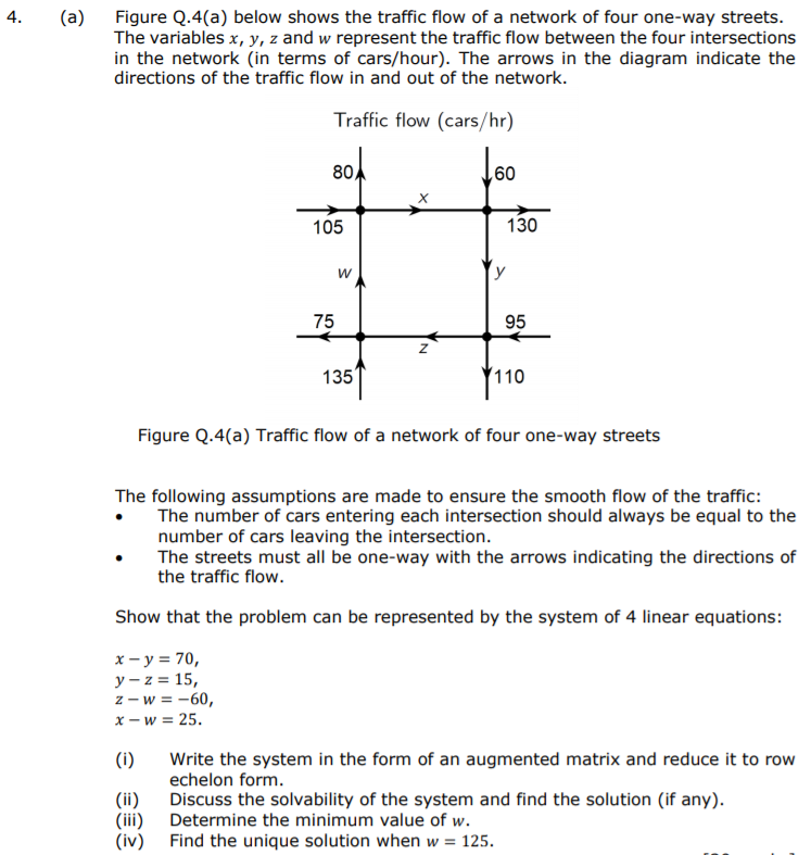 Solved 4. (a) Figure Q.4(a) below shows the traffic flow of | Chegg.com