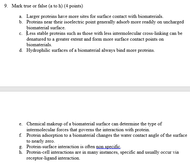 Solved 9. Mark true or false (a to h) (4 points) Larger | Chegg.com