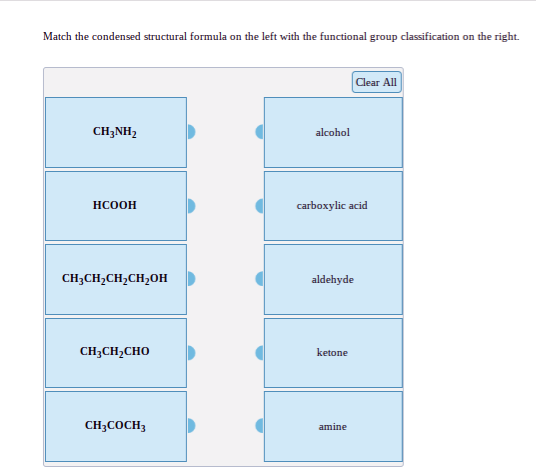 Solved Match the condensed structural formula on the left | Chegg.com