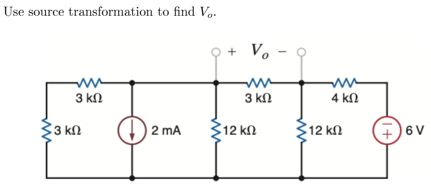 Solved Use source transformation to find Vo. | Chegg.com