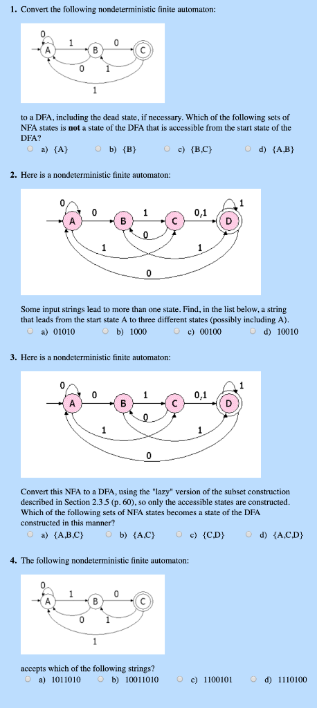 Solved 1. Convert the following nondeterministic finite | Chegg.com
