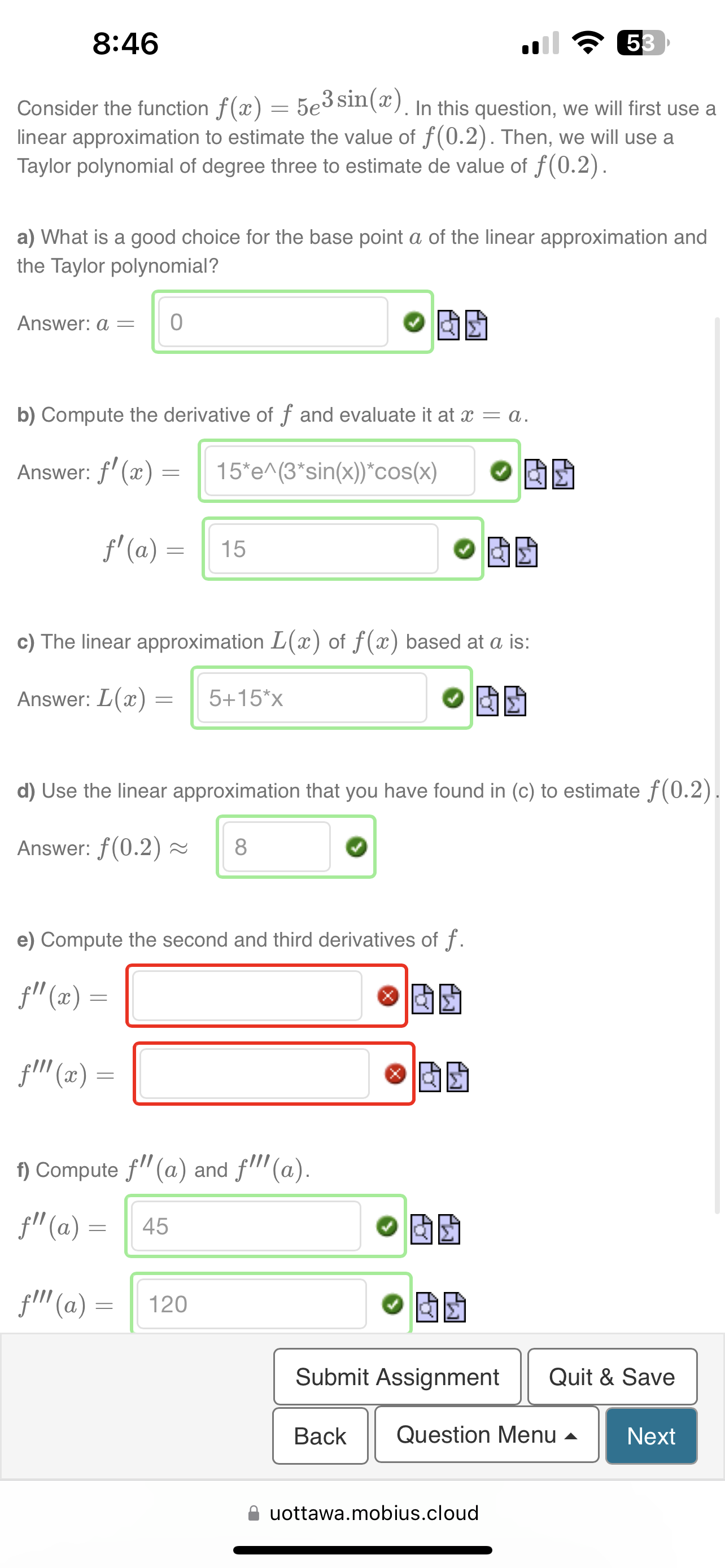 Solved Consider the function f(x)=5e3sin(x). In this | Chegg.com