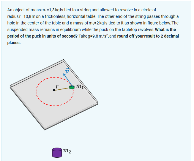 Solved by an EXPERT An ﻿object of ﻿mass m1=1,3kg is ﻿tied to ﻿a string | Chegg.com