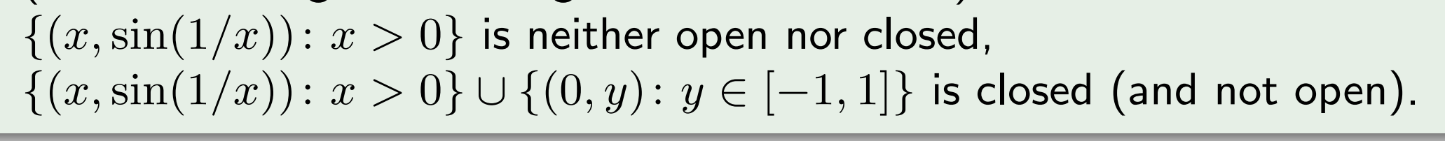 Solved prove that {(x,sin(1x)):x>0} ﻿is neither open nor | Chegg.com