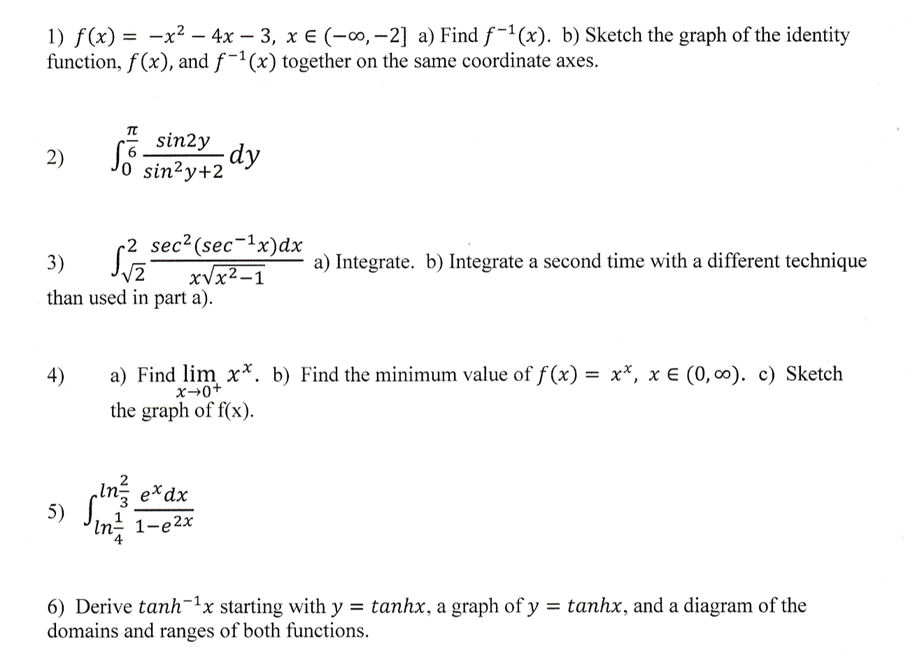 Solved 1) f(x) = -x2 - 4x – 3, x € (-0,–2] a) Find f-1(x). | Chegg.com