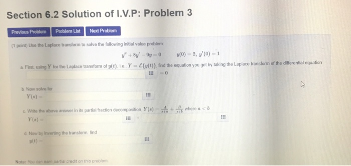 Solved Section 6.2 Solution of I.V.P: Problem 3 Previous | Chegg.com