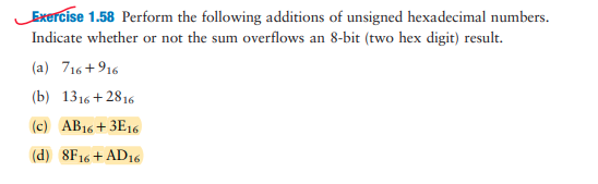Solved Exercise 1.53 Perform the following additions of | Chegg.com