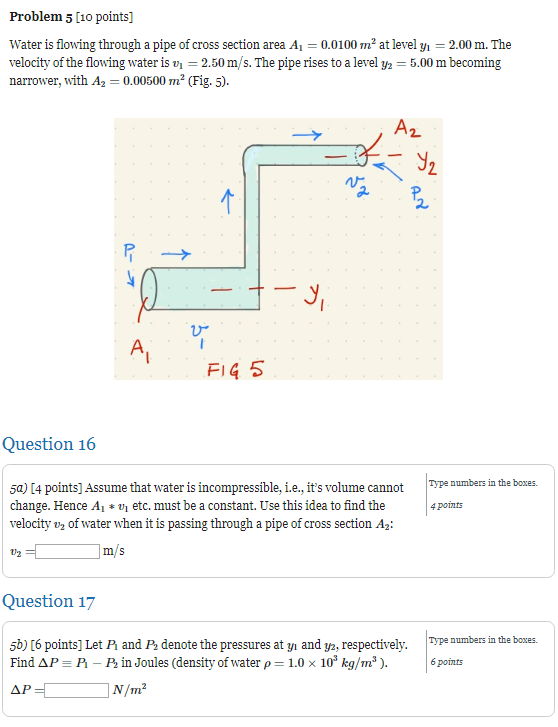 Solved Water is flowing through a pipe of cross section area | Chegg.com
