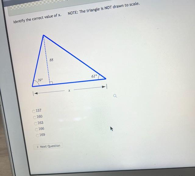 Solved Identify the correct value of x. NOTE: The triangle | Chegg.com