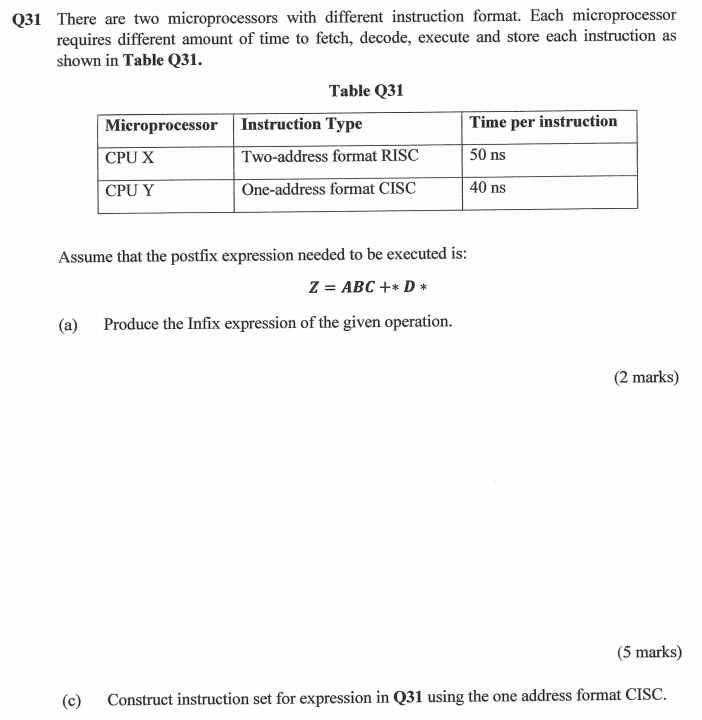 Solved (d) Evaluate which microprocessor perform the faster | Chegg.com