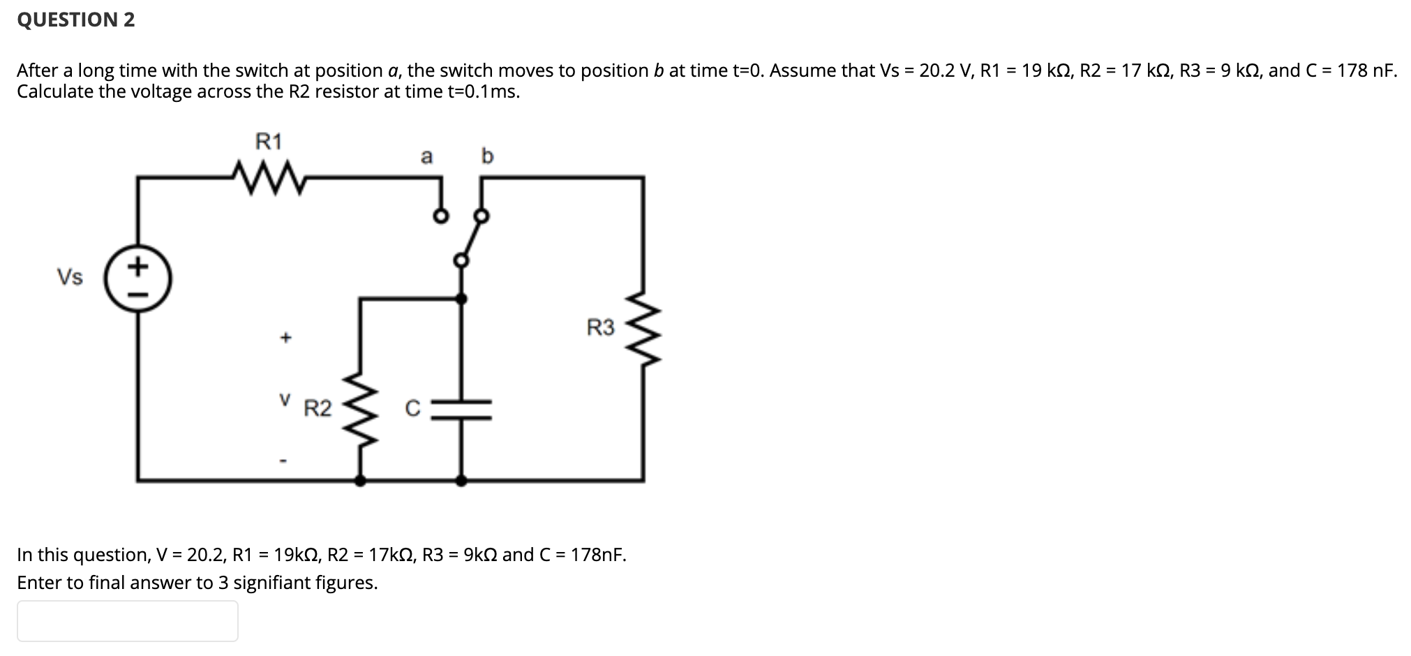Solved QUESTION 1 The switch in the circuit below closes at | Chegg.com