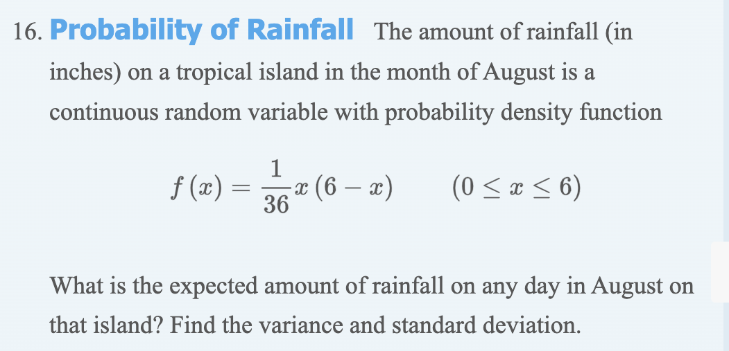 Solved Find the mean, the variance, and the standard | Chegg.com