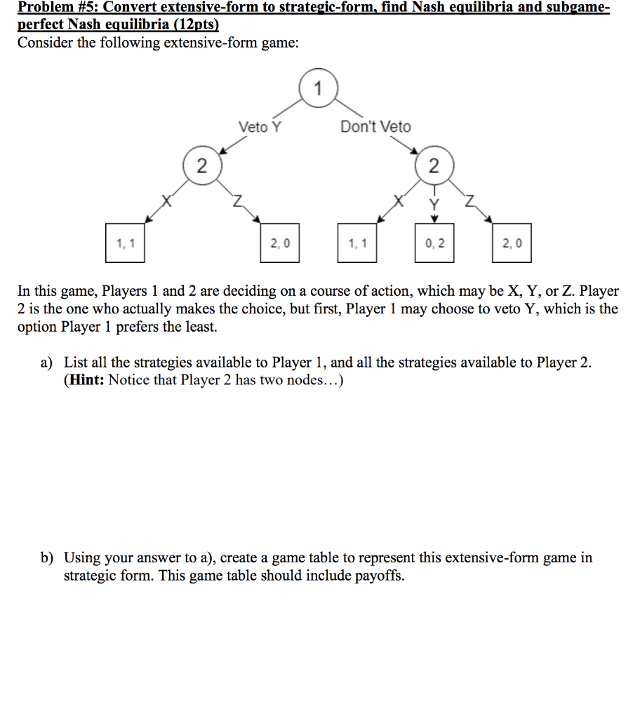 Solved Problem #5: Convert extensive-form to strategic-form, | Chegg.com