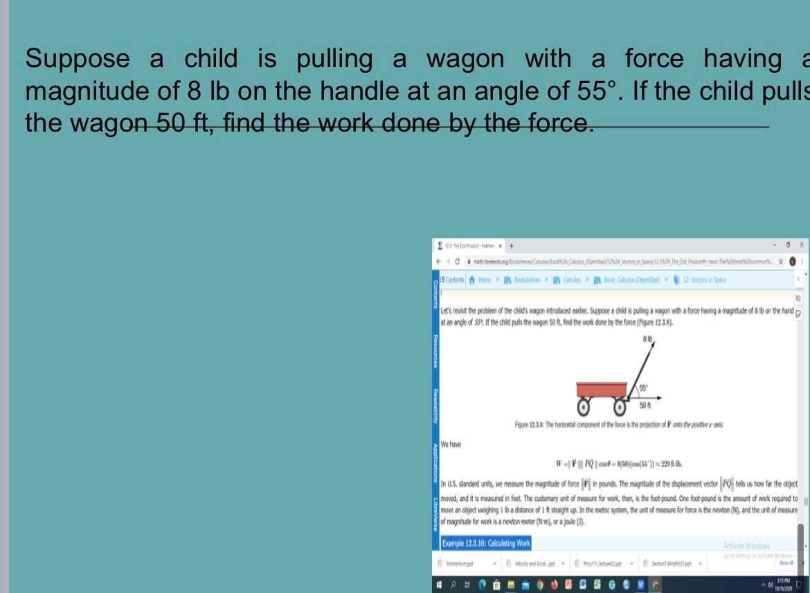 Solved Suppose a child is pulling a wagon with a force | Chegg.com