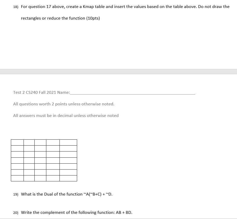 Solved 18) For question 17 above, create a Kmap table and | Chegg.com