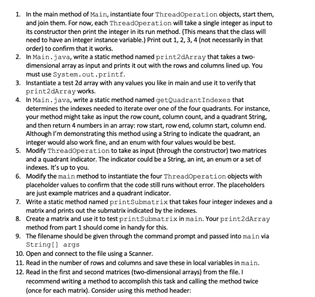 Solved 1. In the main method of Main, instantiate four | Chegg.com