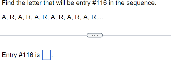 Solved Find the letter that will be entry #116 in the | Chegg.com