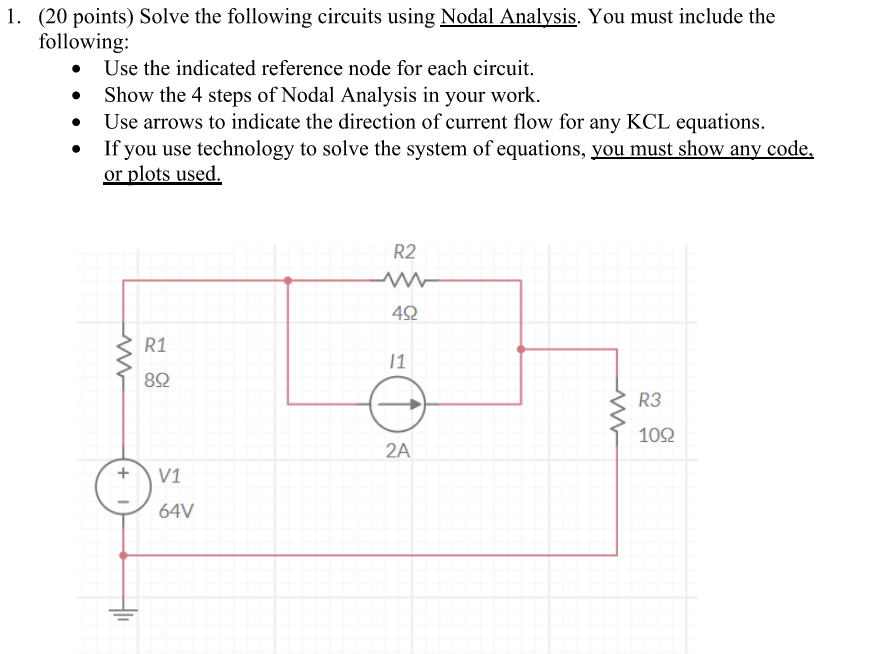 Solved 1. (20 points) Solve the following circuits using | Chegg.com