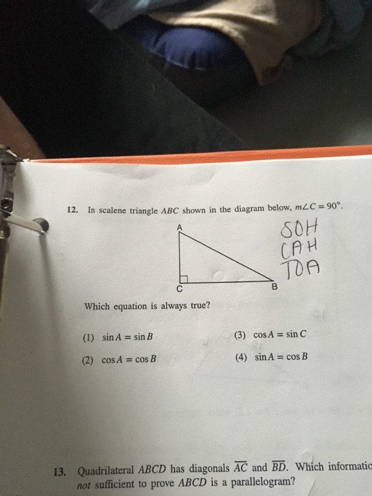 Solved 12. In scalene triangle ABC shown in the diagram | Chegg.com
