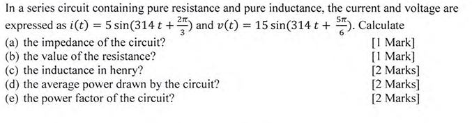 Solved In a series circuit containing pure resistance and | Chegg.com