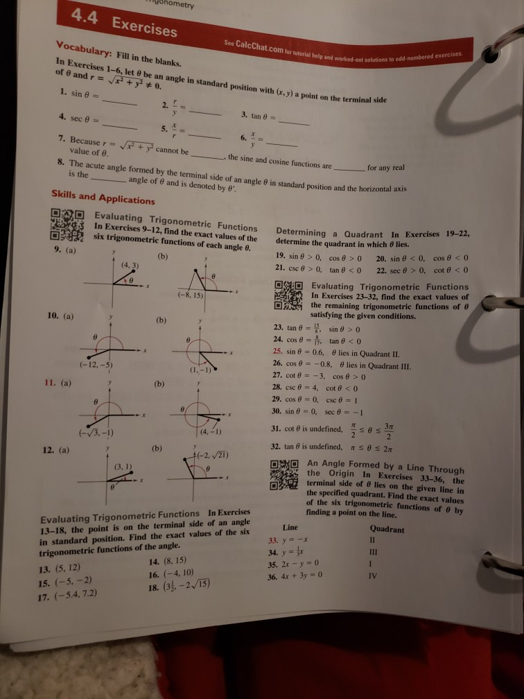 Solved ohometry 4.4 Exercises See CalcChat.com for tutorial | Chegg.com
