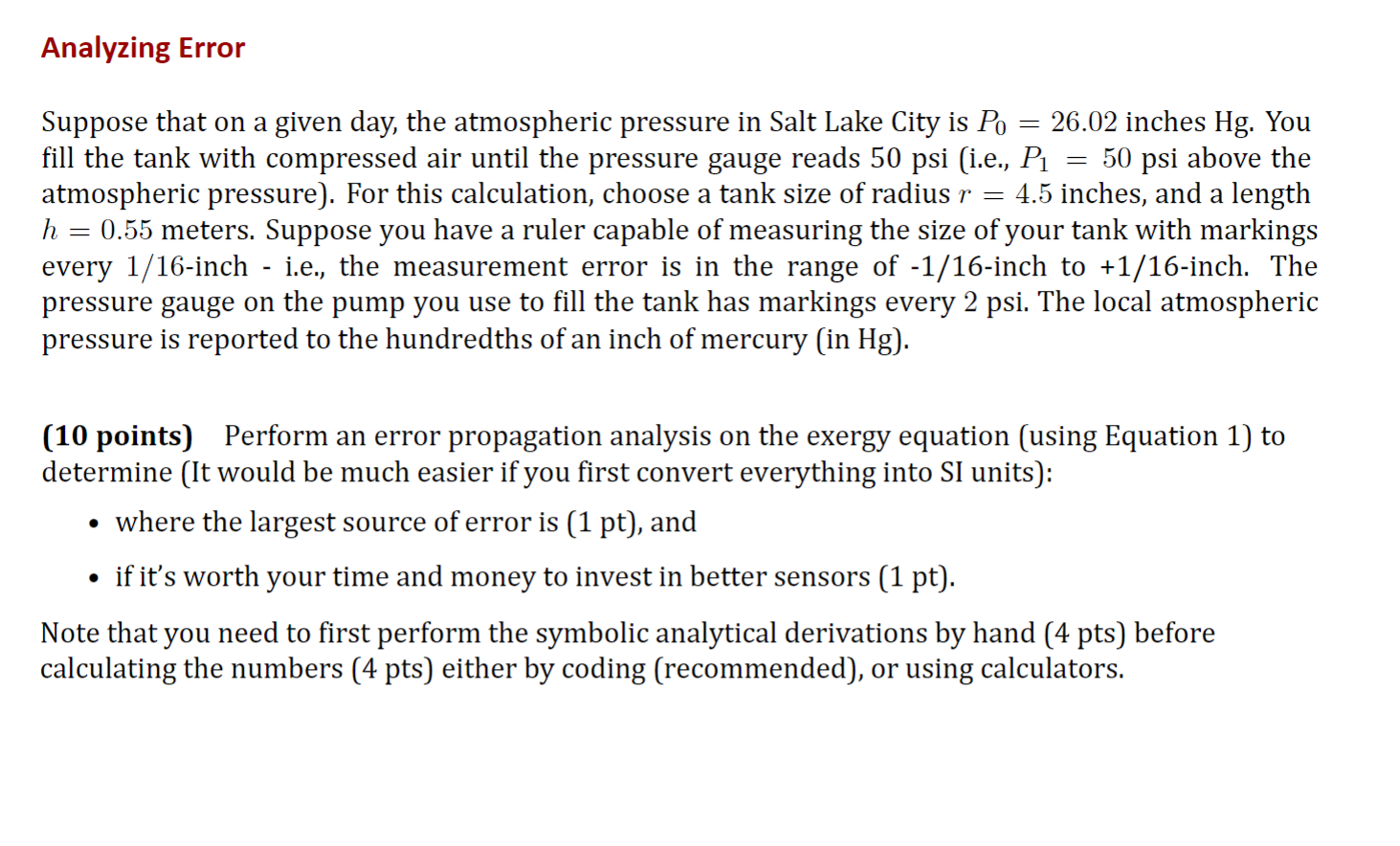 Solved Analyzing ErrorSuppose that on a given day, the | Chegg.com