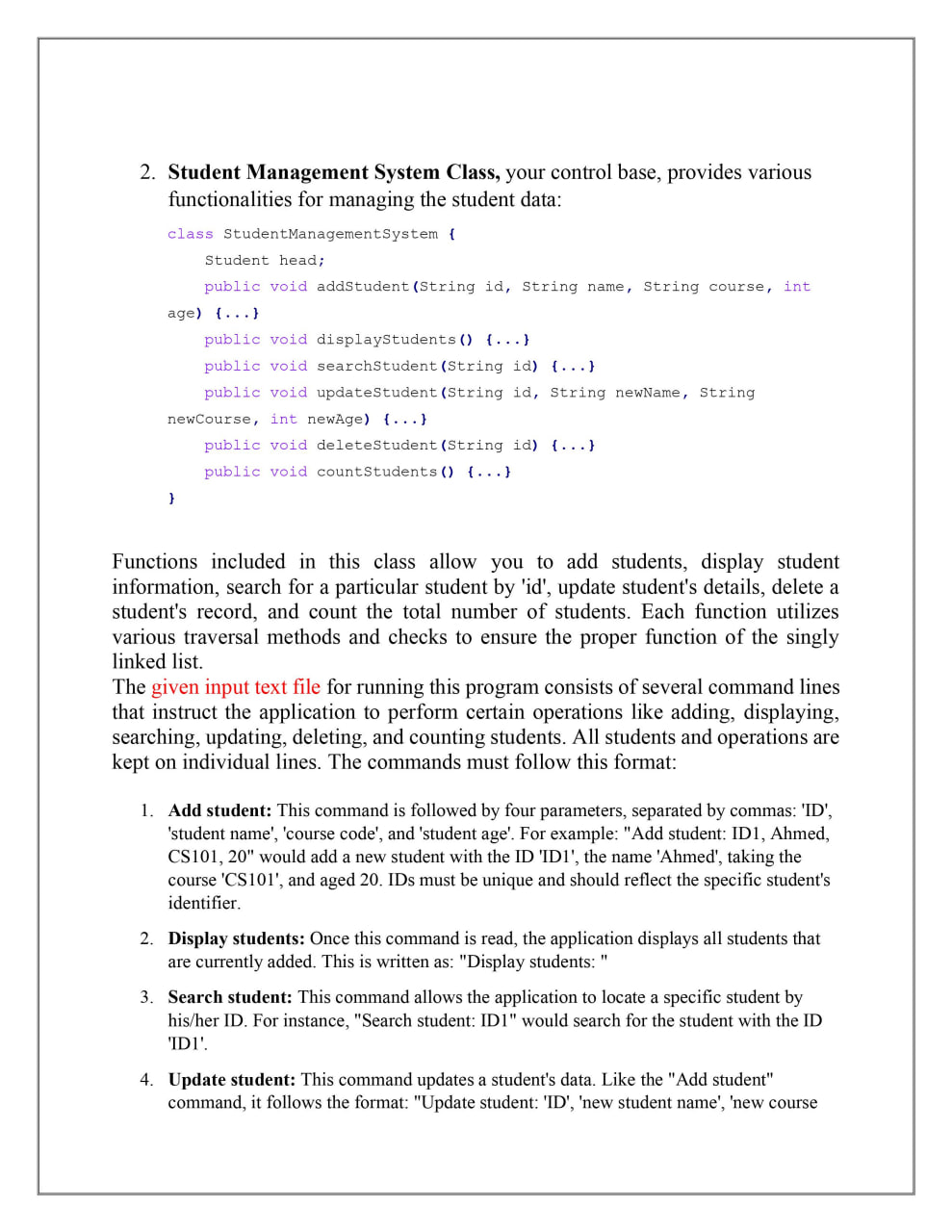 Solved Student Management System In the following project, | Chegg.com