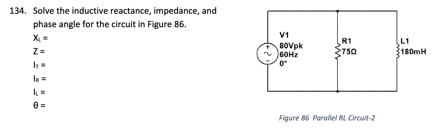 Solved 34. Solve the inductive reactance, impedance, and | Chegg.com