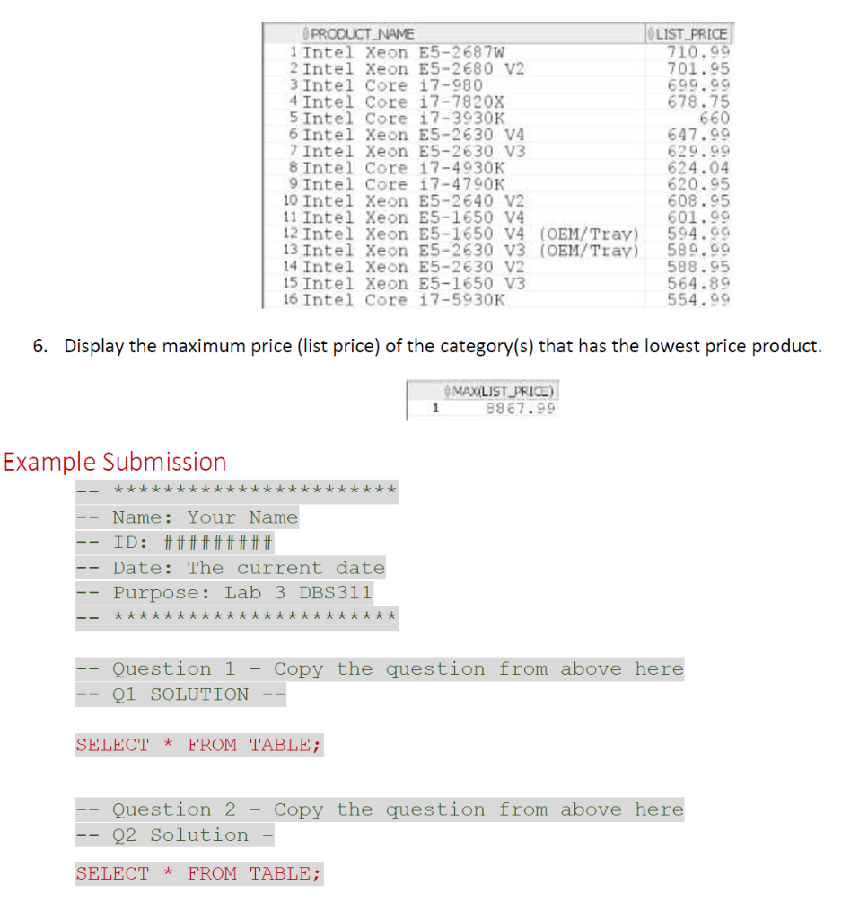 Solved Tasks For each question, the title of columns and the | Chegg.com