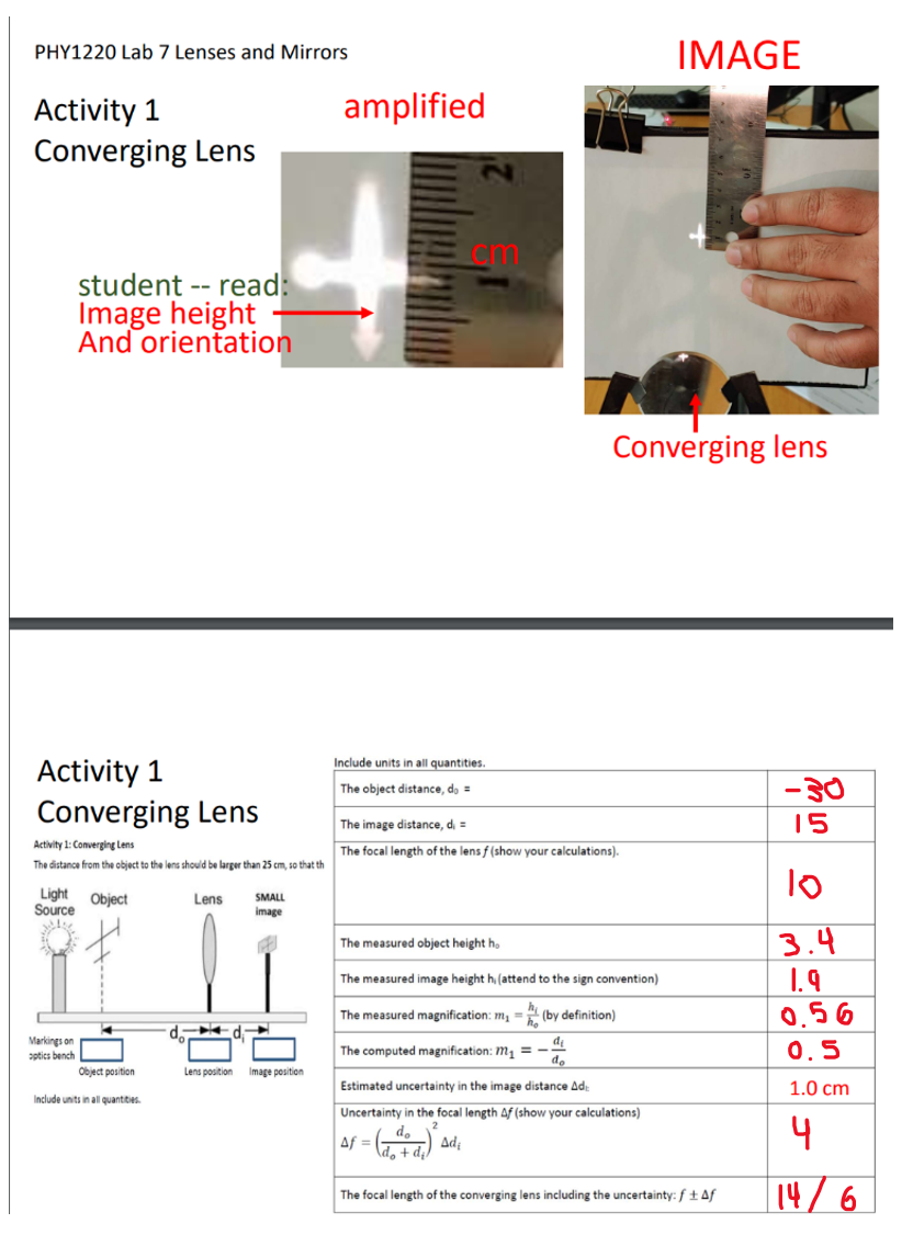 Solved PHY1220 Lab 7 Lenses and Mirrors Activity 1 | Chegg.com