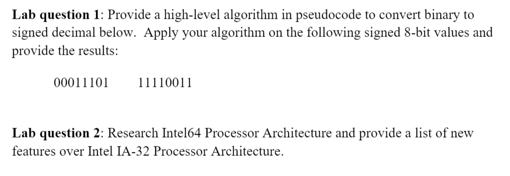 Solved Lab question 1: Provide a high-level algorithm in | Chegg.com