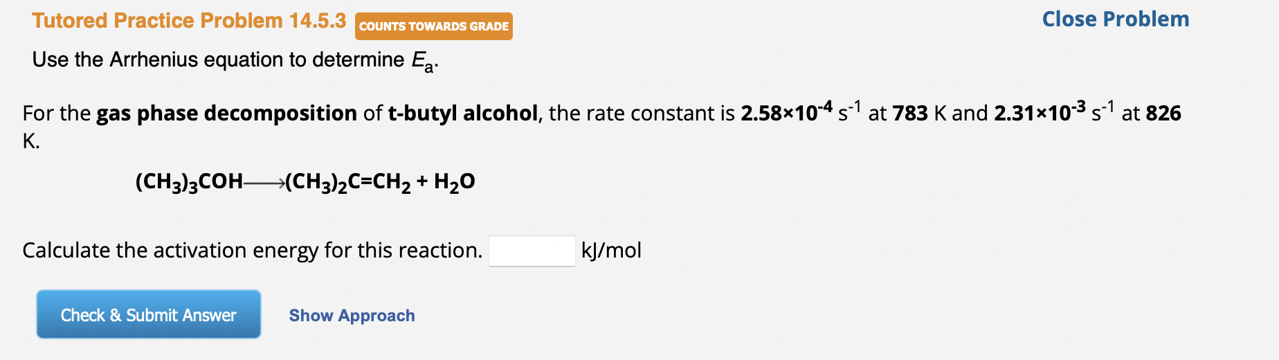 Solved Use the Arrhenius equation to determine Ea. For the | Chegg.com