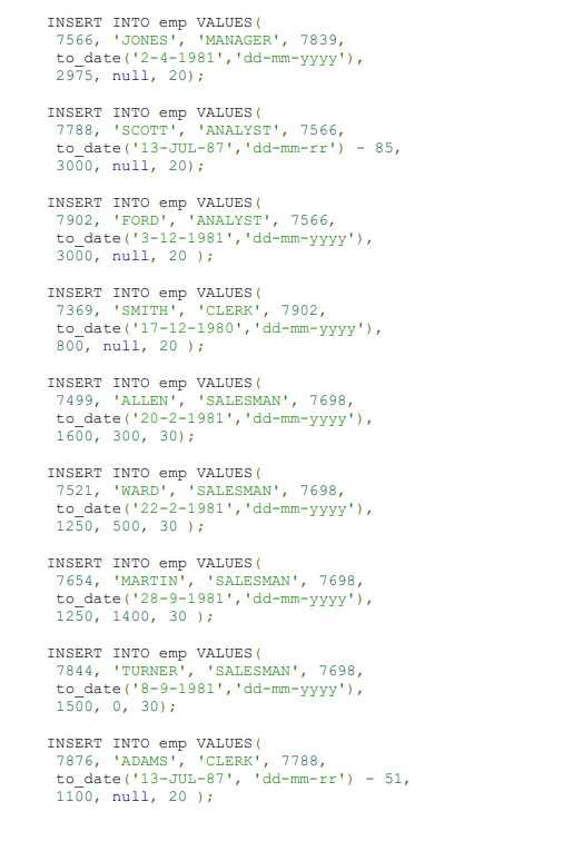 Solved DATABASE PROGRAMMING CREATE TABLE dept ( deptno | Chegg.com