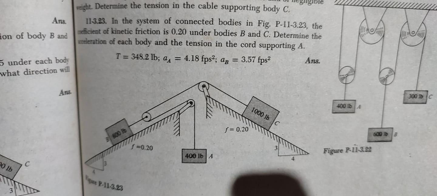 Solved 11-3.23 In the system of connected bodies in Fig. | Chegg.com