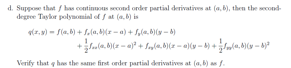 Solved d. Suppose that f has continuous second order partial | Chegg.com