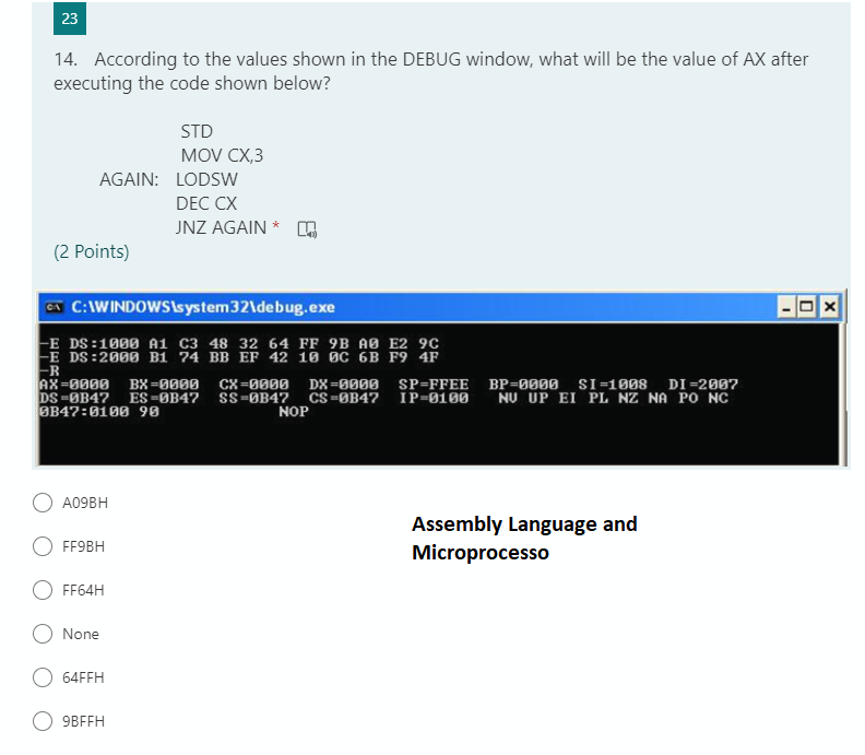 Solved 23 14. According to the values shown in the DEBUG | Chegg.com
